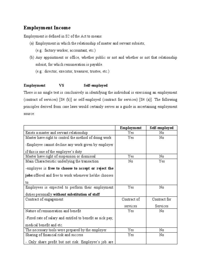 Employment Income-Appendix Part 1 | PDF | Tax Deduction | Employment