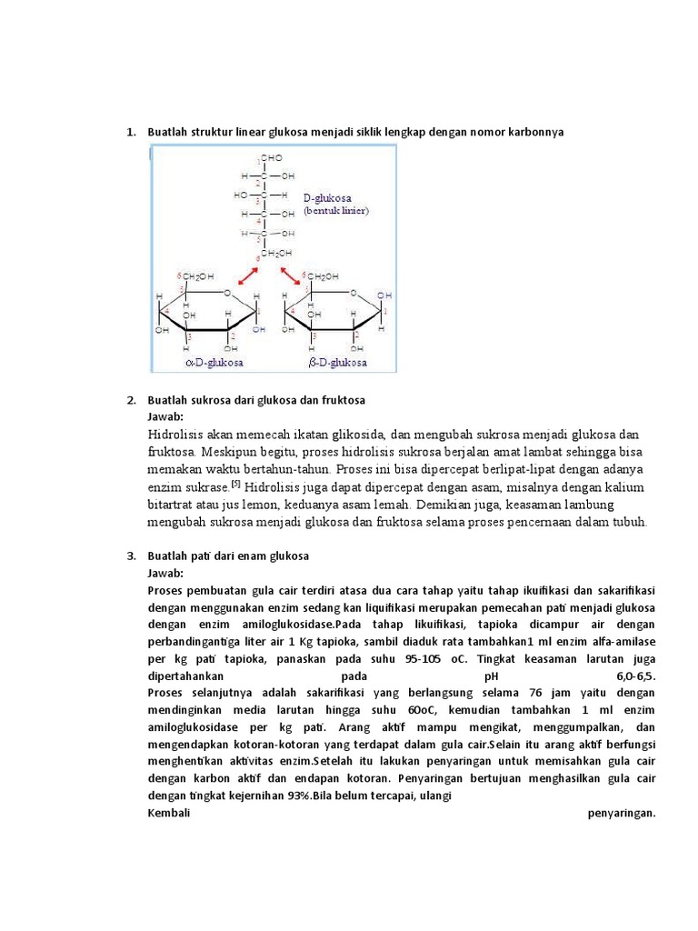 Buatlah Struktur Linear Glukosa Menjadi Siklik Lengkap Dengan Nomor ...