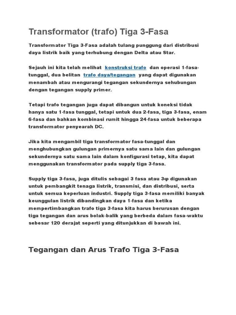Transformator 3 Fasa - 1 | PDF | Metode & Bahan Ajar | Sains & Matematika
