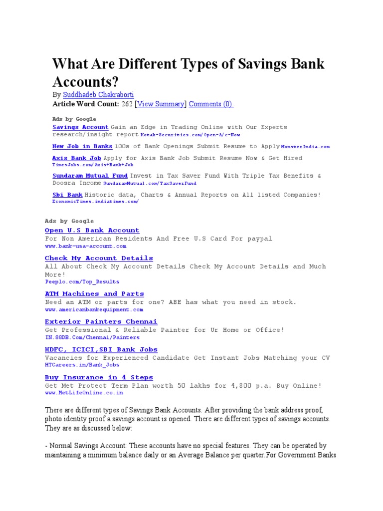 Savings Accounts Explained | PDF | Banks | Overdraft