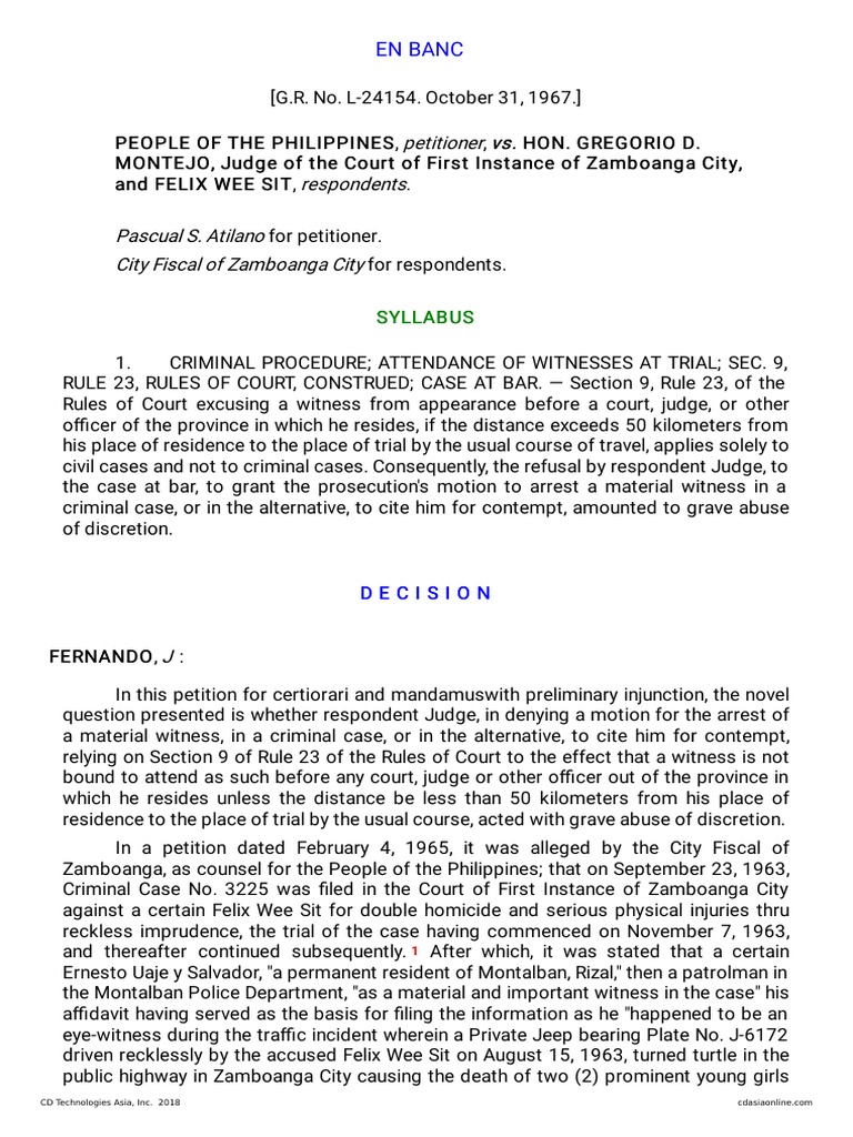 16 People of The Philippines Vs Montejo PDF | PDF | Contempt Of Court ...