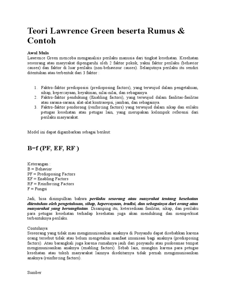 Teori Lawrence Green Beserta Rumus | PDF