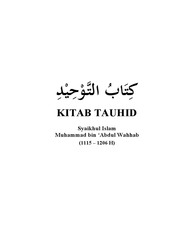 Matan KITAB TAUHID & Terjemahannya-Syaikh Muhammad Bin 'Abdul Wahhab | PDF