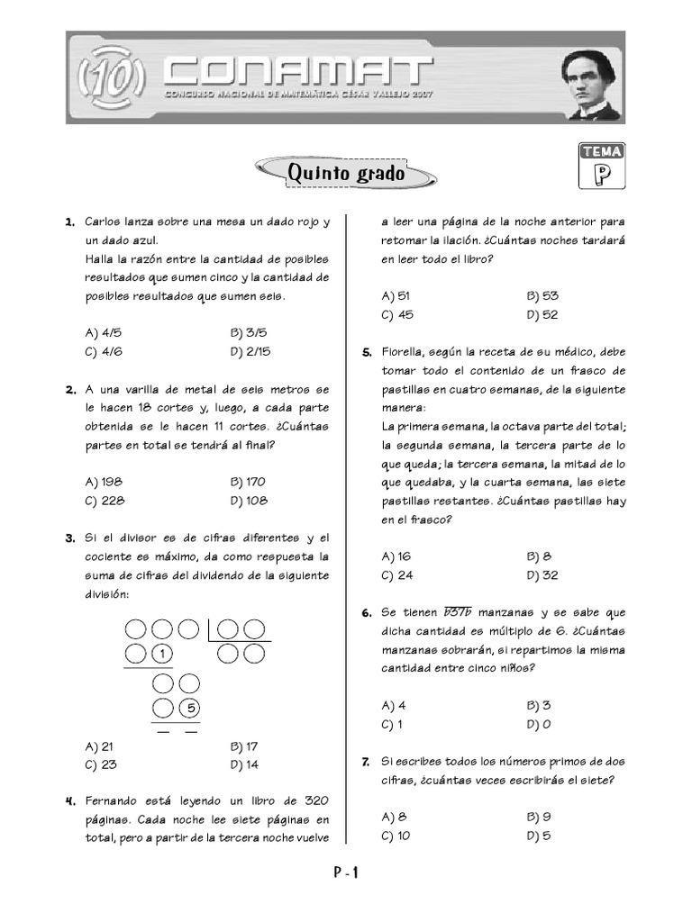 CONAMAT | PDF | División (Matemáticas) | Álgebra abstracta