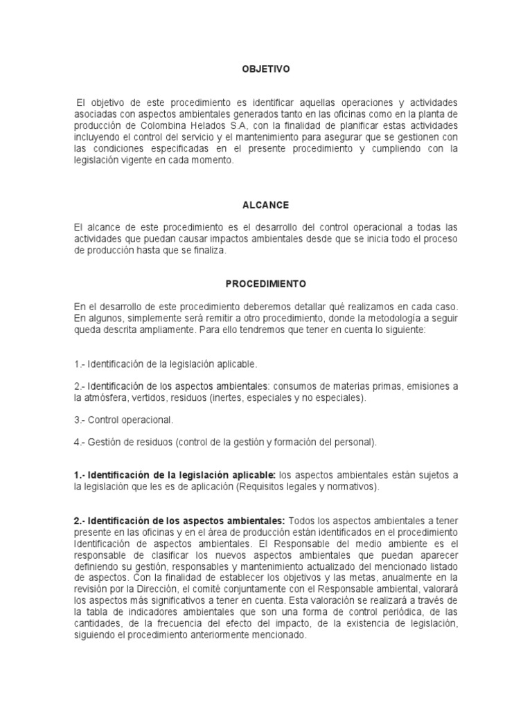 Control Operacional Colombina Helados | PDF | Gestión de residuos ...