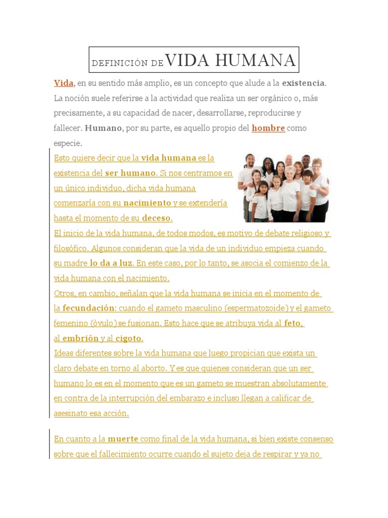 Definición de Vida Humana | PDF | Ciencia y matemáticas