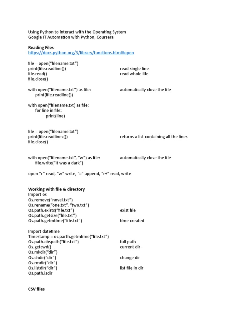 Using Python To Interact With The Operating System Pdf Filename Computer Engineering