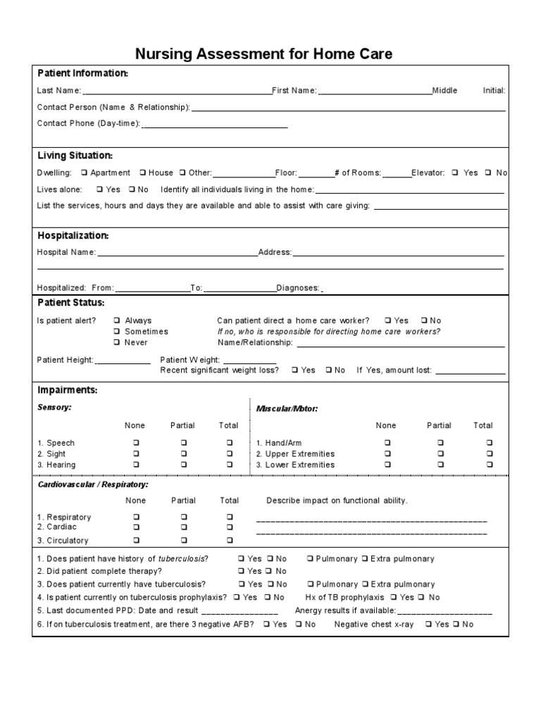 Home Care Assessment Edited | PDF | Urinary Incontinence | Patient