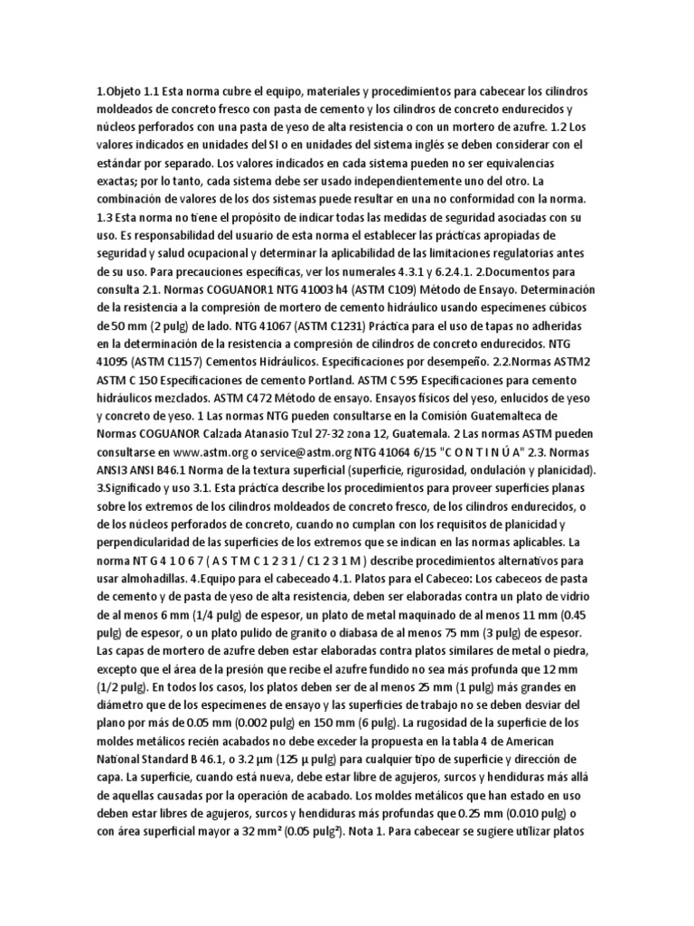 Cabeceo de Cilindros según ASTM C617 | PDF | Hormigón | Cemento
