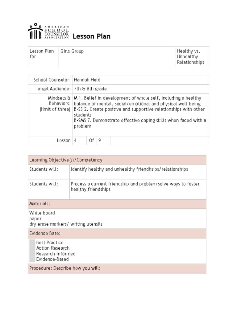 Girls Group Lesson Plan | Download Free PDF | Friendship | Lesson Plan