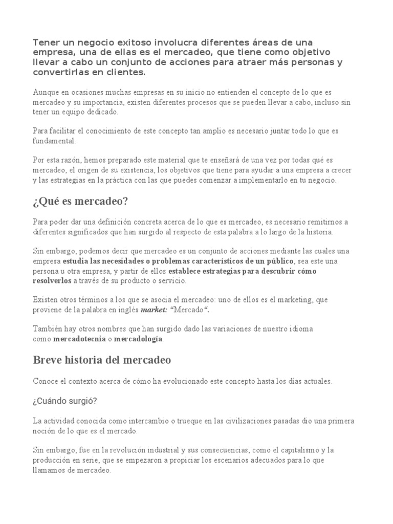 Qué Es Mercadeo | PDF | Marketing | Publicidad