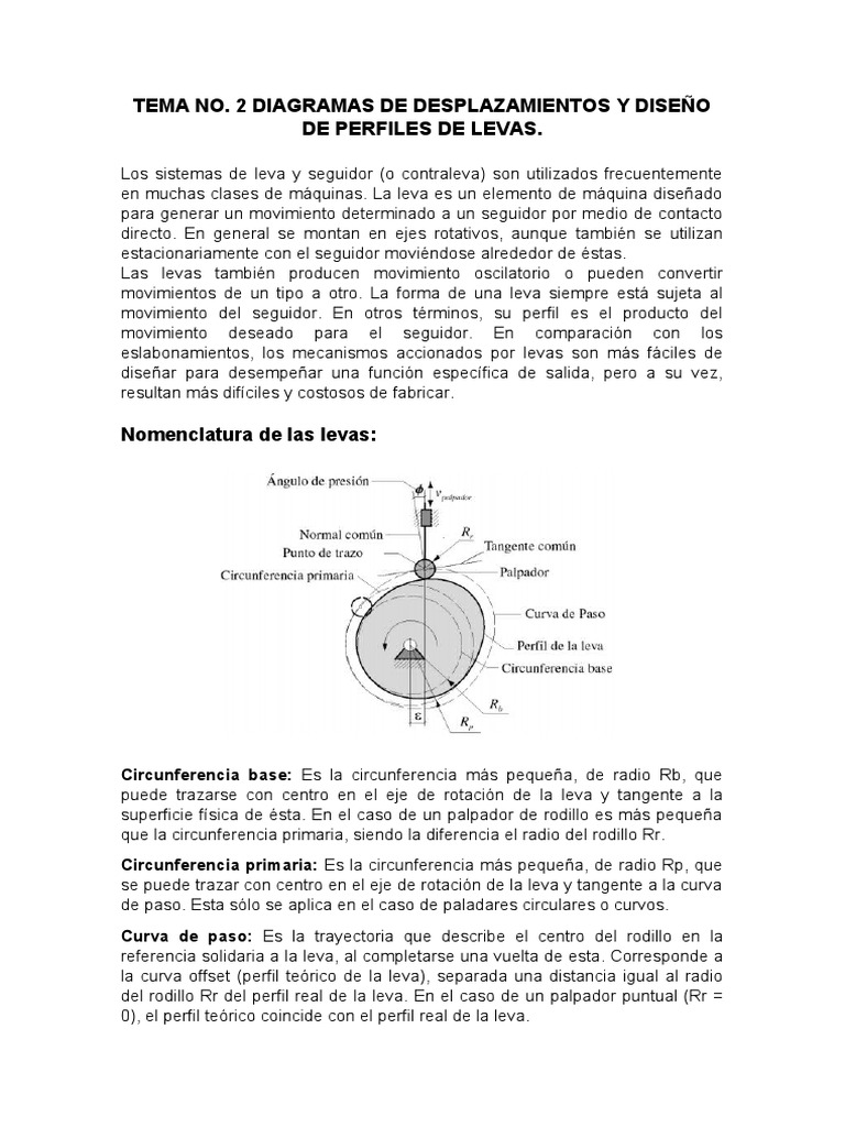 Diagramas y Diseño de Perfiles de Levas | PDF | Rotación | Sistema de ...