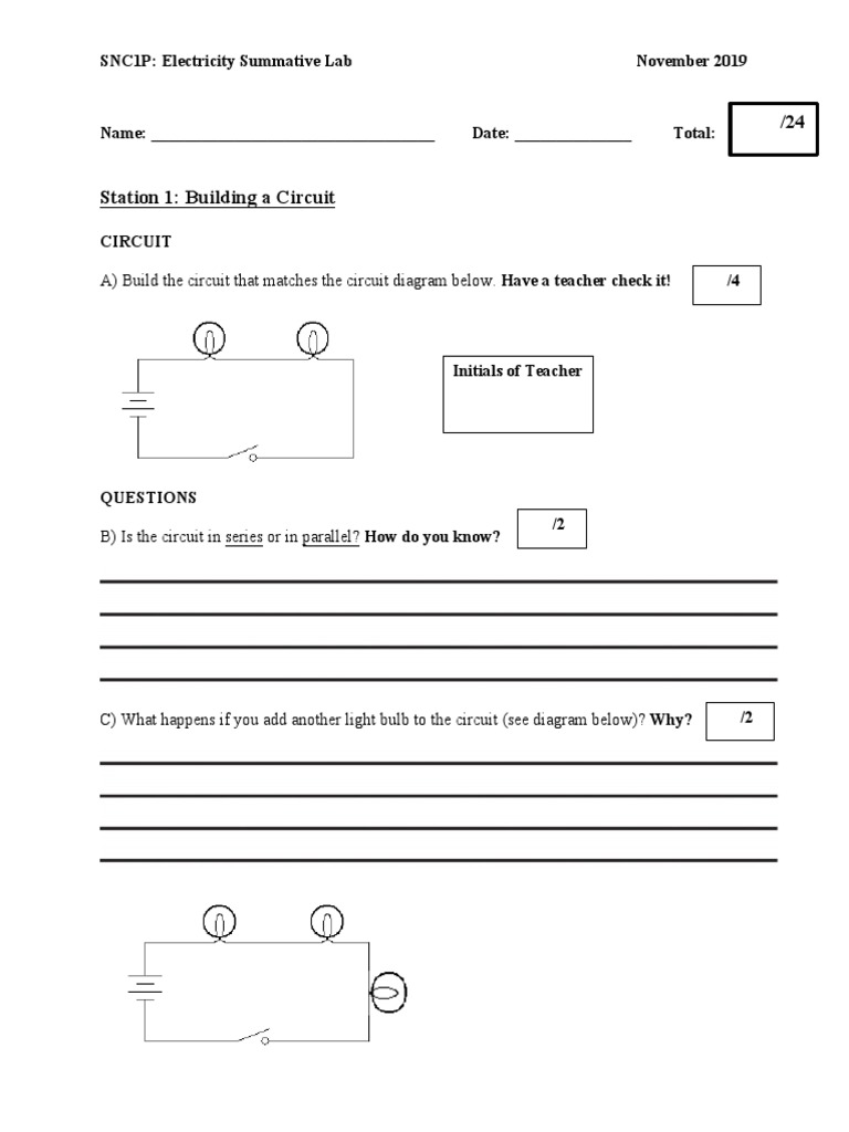 Electricity Lab: Circuit Building & Measurement | PDF | Series And ...