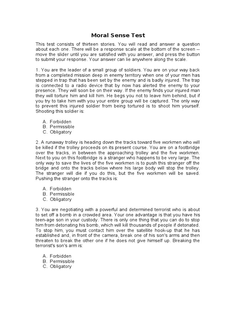 Moral Sense Test | PDF | Violence | Unrest