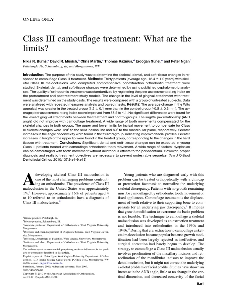 Class III Camouflage Treatment What Are The Limits PDF | PDF ...