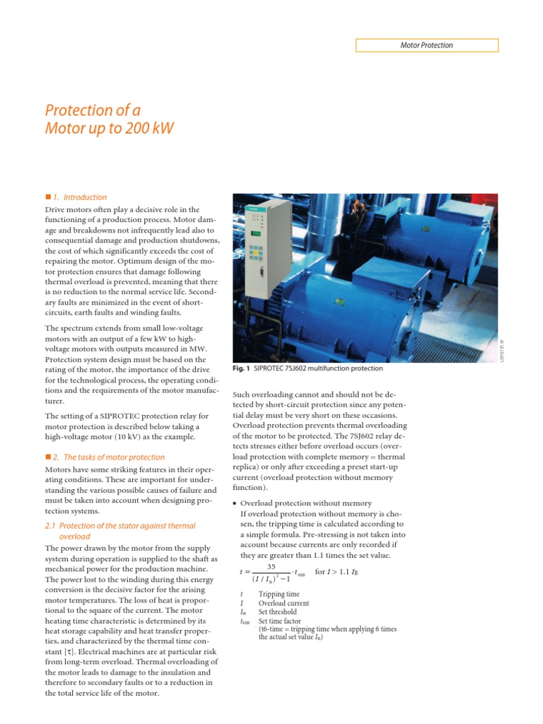 Motor Protection with SIPROTEC | PDF | Electric Motor | Electric Power ...