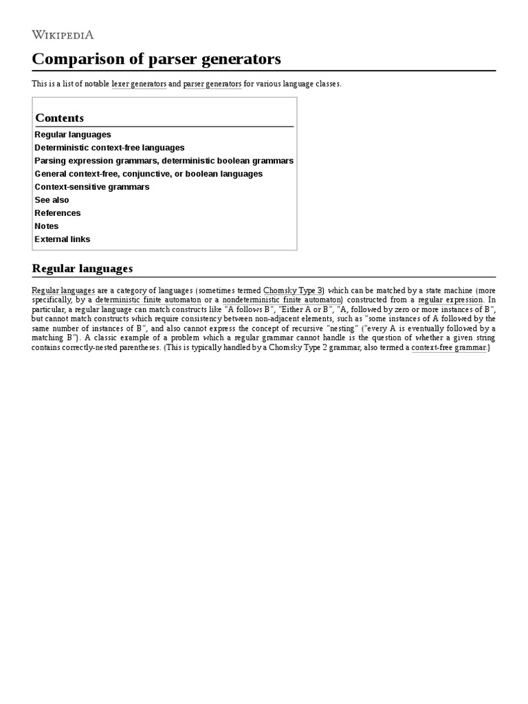 Comparison of Parser Generators | Download Free PDF | Parsing | Metalogic