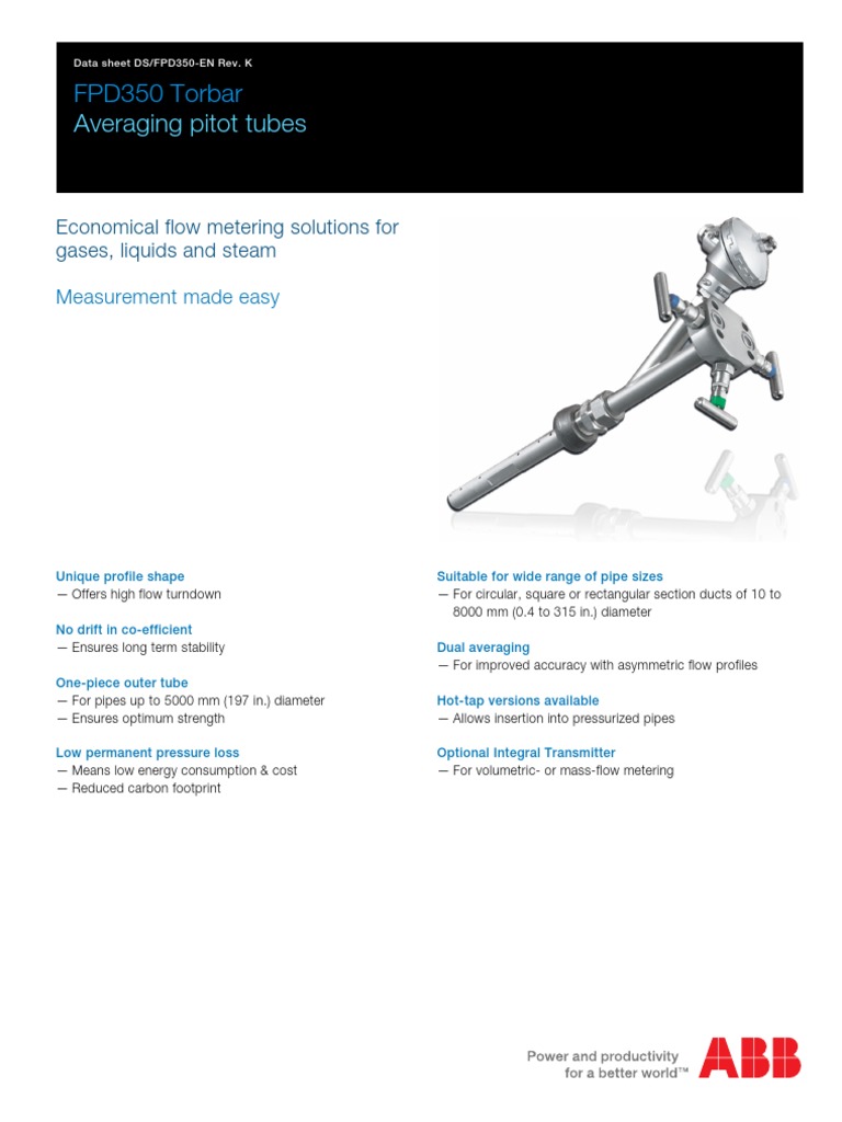 FPD350 Torbar | PDF | Pipe (Fluid Conveyance) | Flow Measurement