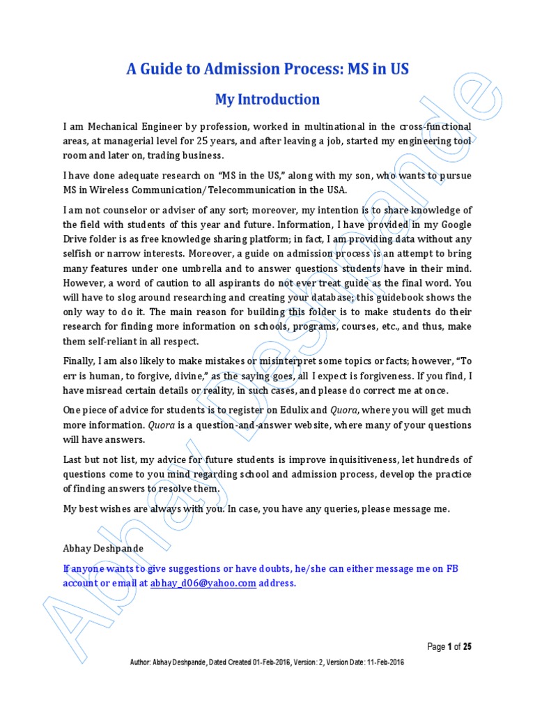 Guide to MS Admissions in the USA | PDF | Graduate School | Graduate ...