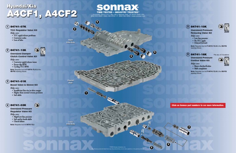 Hyundai Kia A4CF1 A4CF2 PDF | PDF | Valve | Clutch