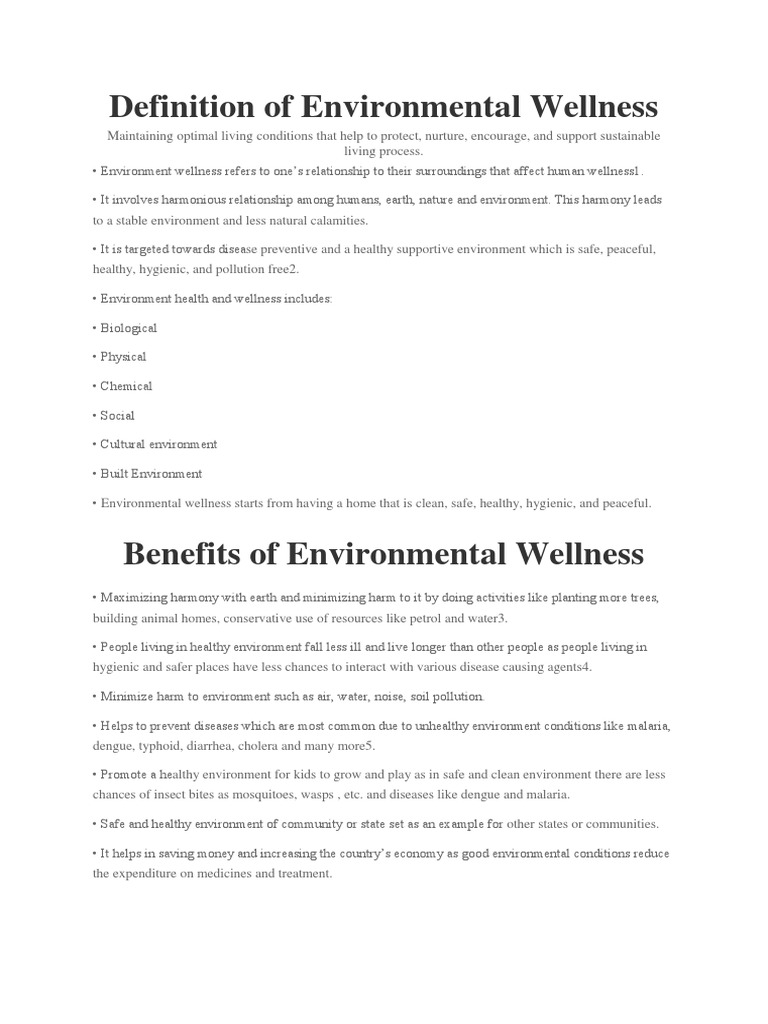 Environmental Wellness Lifestyle PDF | PDF | Natural Environment | Trees