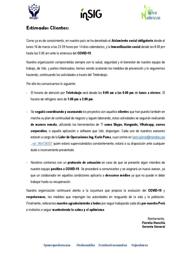 Comunicado - Clientes | PDF