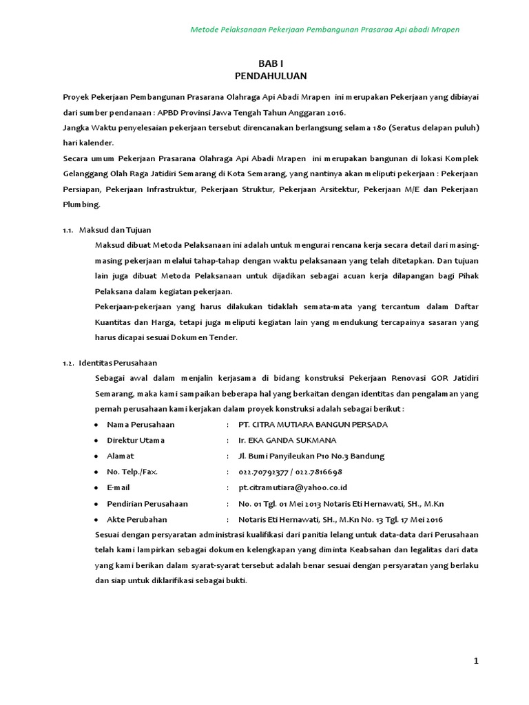 Metode Pelaksanaan Pembangunan Api Abadi Mrapen | PDF