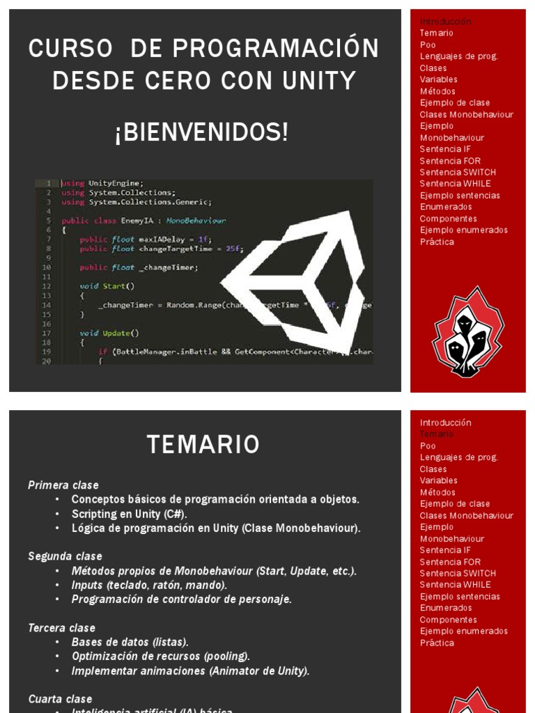 CURSO DE PROGRAMACIÓN Desde Cero Con Unity PDF | PDF | Lenguaje de ...