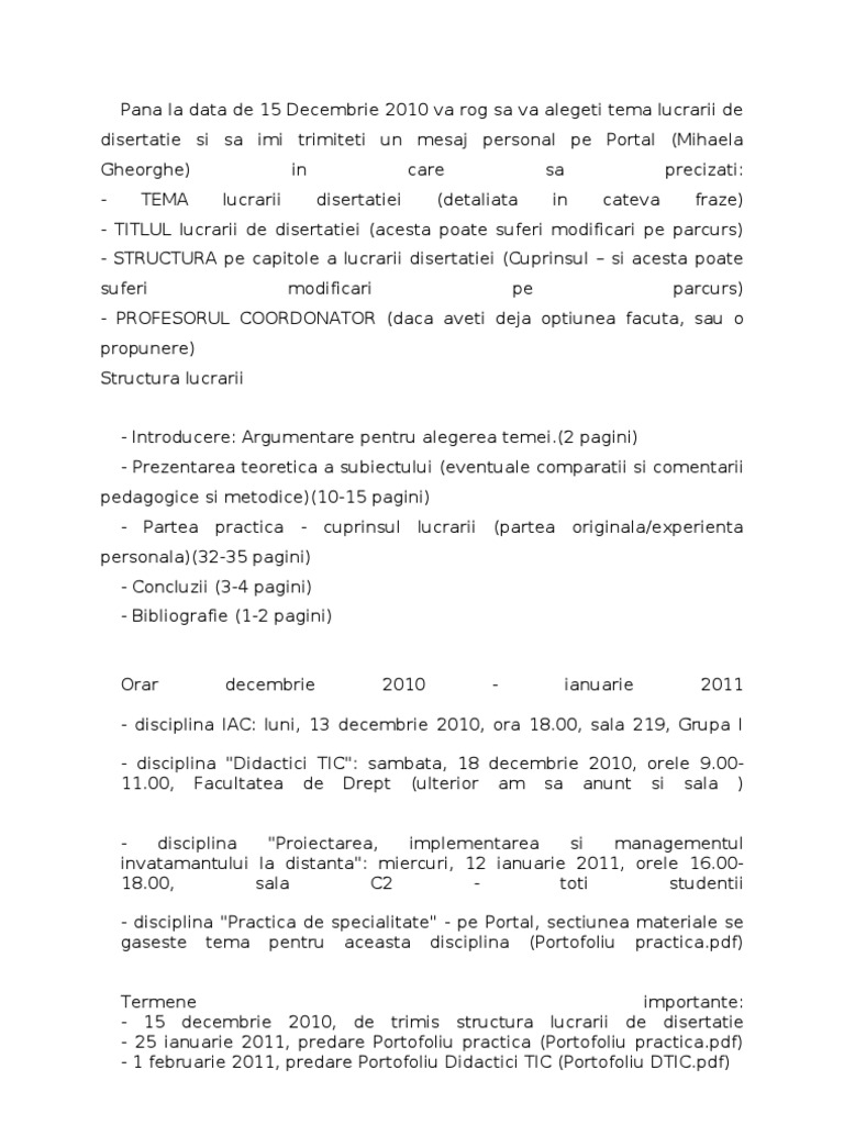 Tema Lucrare Master | PDF