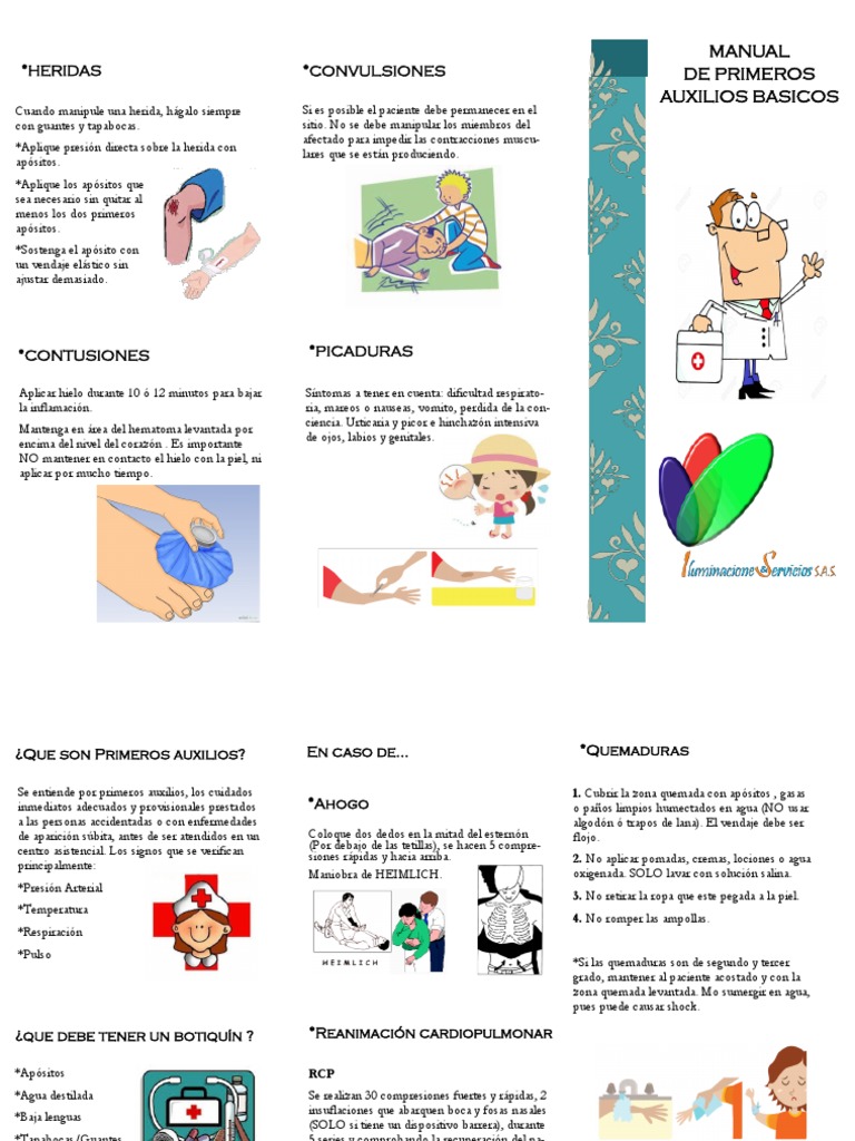 Folleto Primeros Auxilios | PDF | Primeros auxilios | Reanimación cardiopulmonar