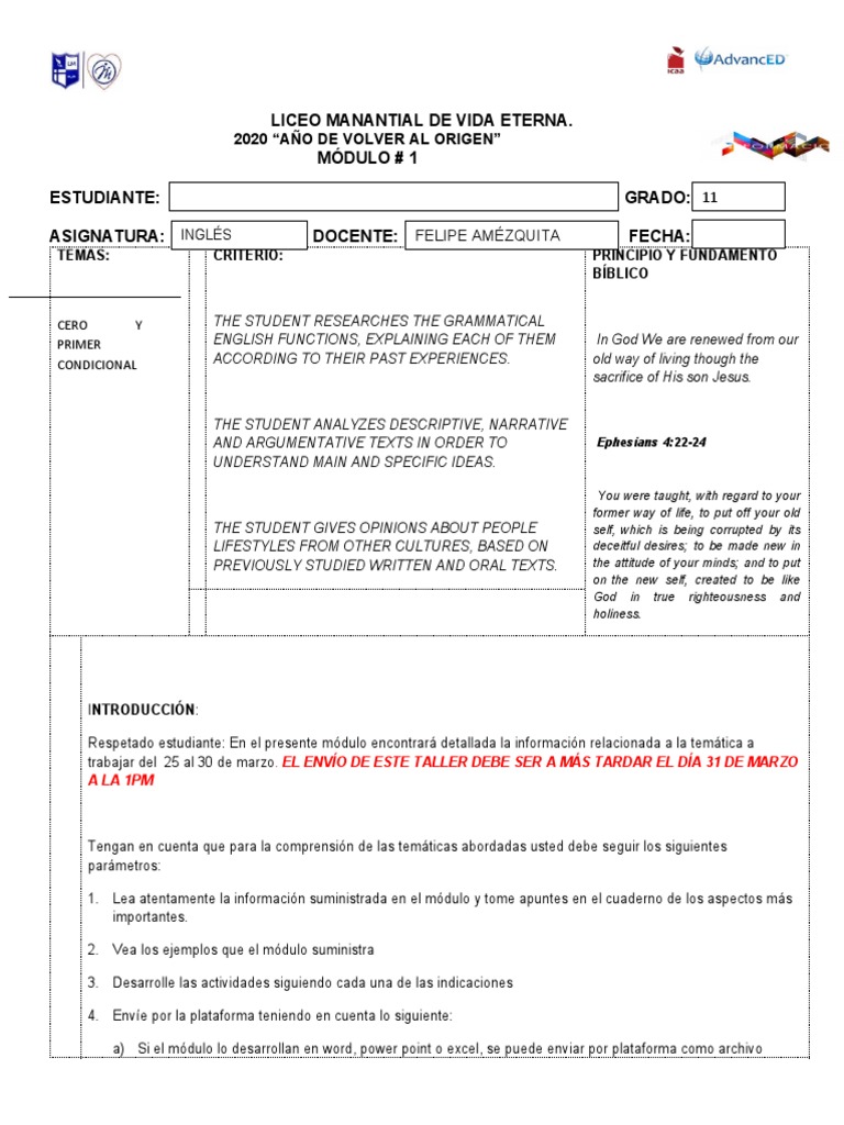 Modulo 1 11th Grade | PDF