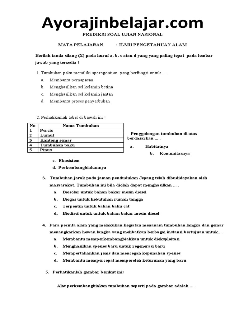 Latihan Soal US Kelas 6 IPA | PDF