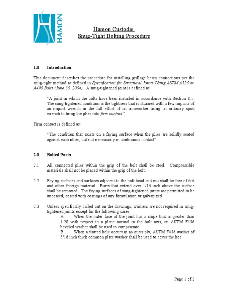 Structural Bolting Guide | PDF | Nut (Hardware) | Screw