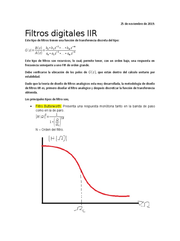 Filtros Digitales IIR | PDF | Filtro electronico | Algoritmos