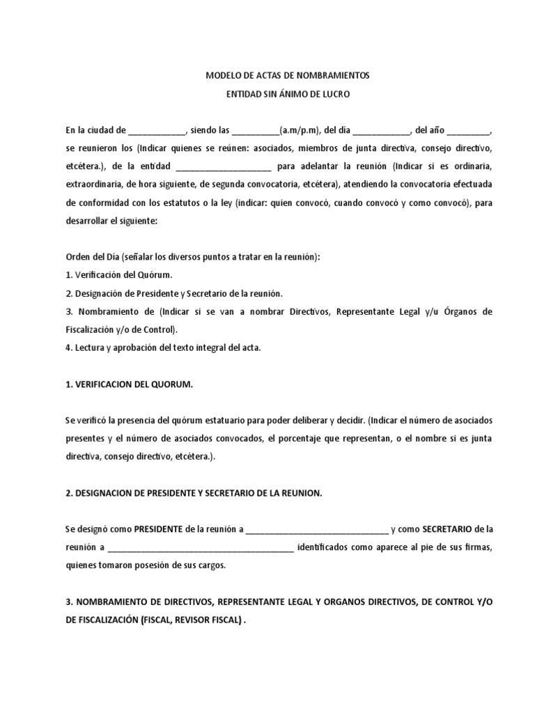 Modelo de Actas de Nombramientos | PDF | Gobierno