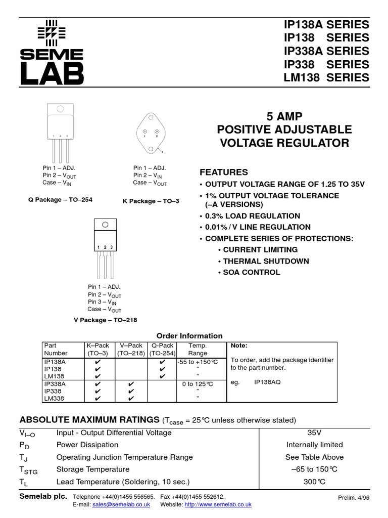 Datasheet lm338 PDF | PDF | Electrical Engineering | Electricity