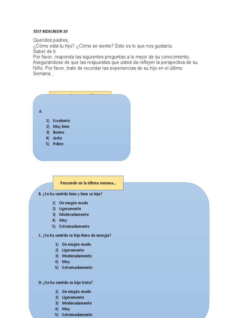 Test Kidscreen 10 | PDF