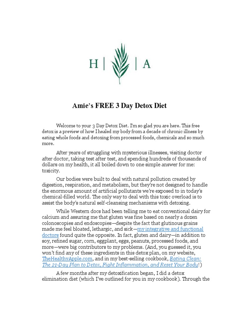 FREE 3 Day Detox Plan PDF | PDF | Detoxification (Alternative Medicine ...