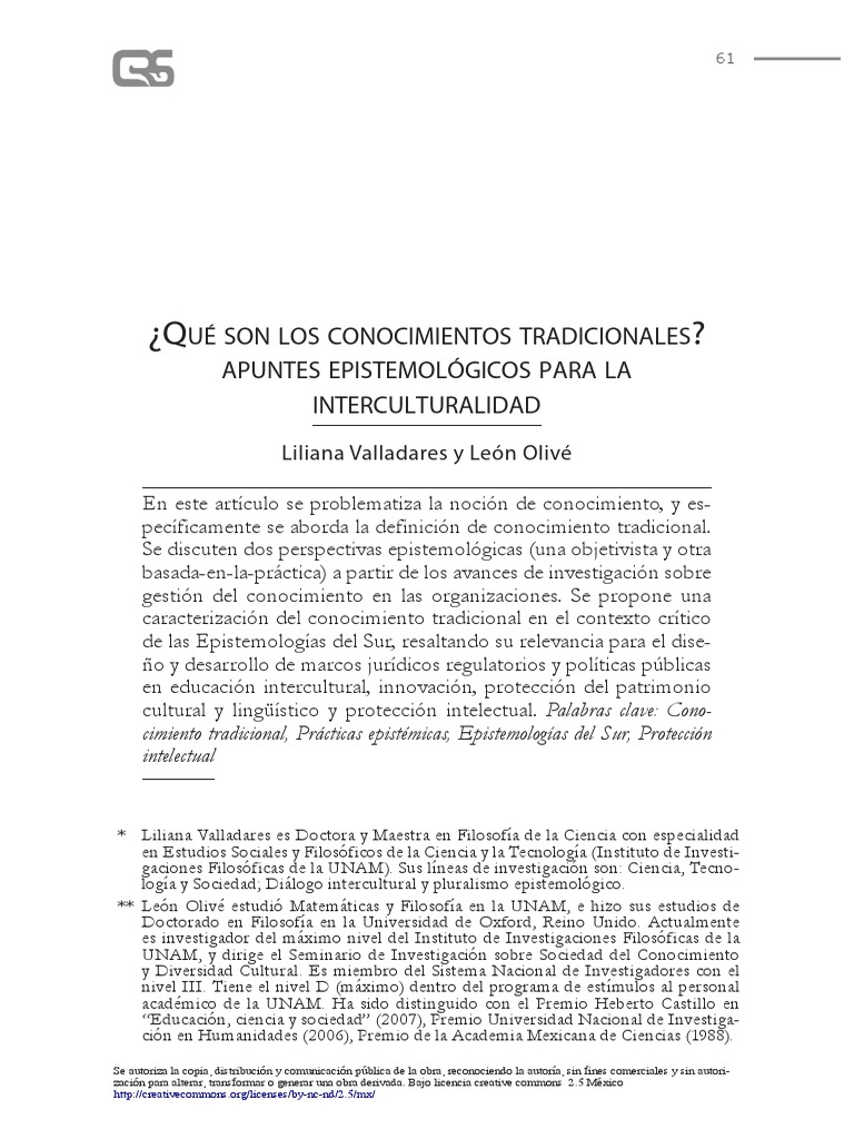 Conocimientos Tradicionales y Epistemologías | PDF | Conocimiento ...