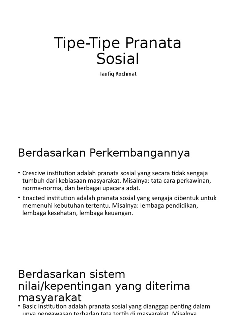 Tipe-Tipe Pranata Sosial dan Fungsinya | PDF