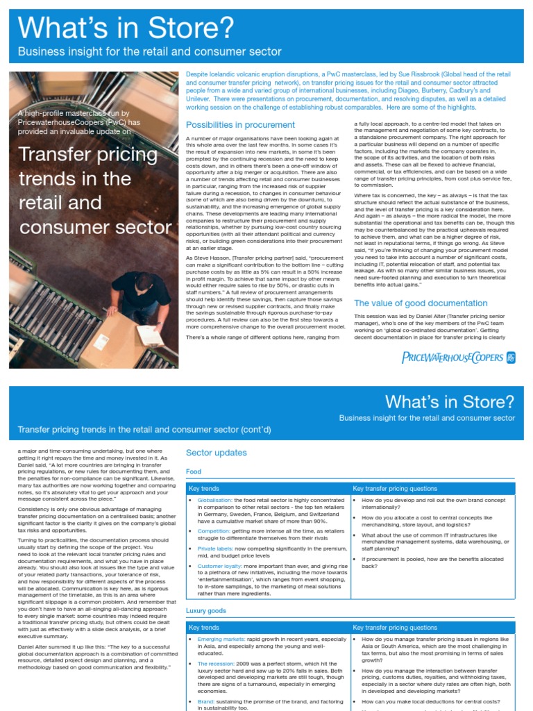Whats in Store Transfer Pricing | PDF | Pricing | Retail