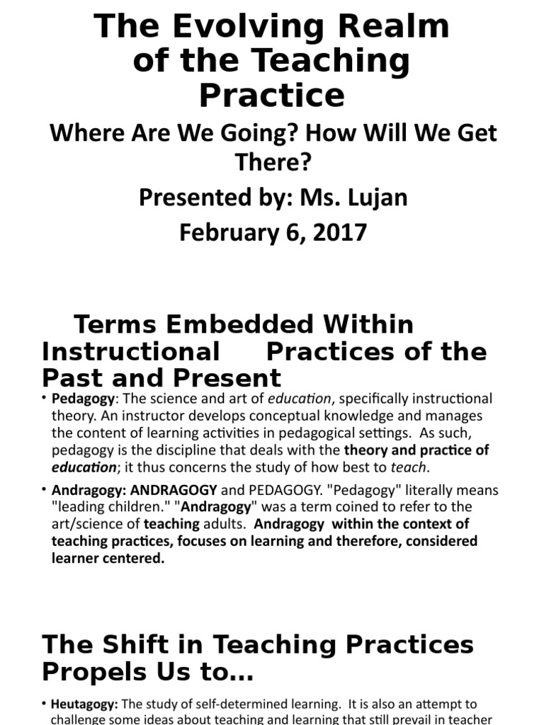 Professional Development 5-30-10 Shifts in Teaching | PDF | Pedagogy ...