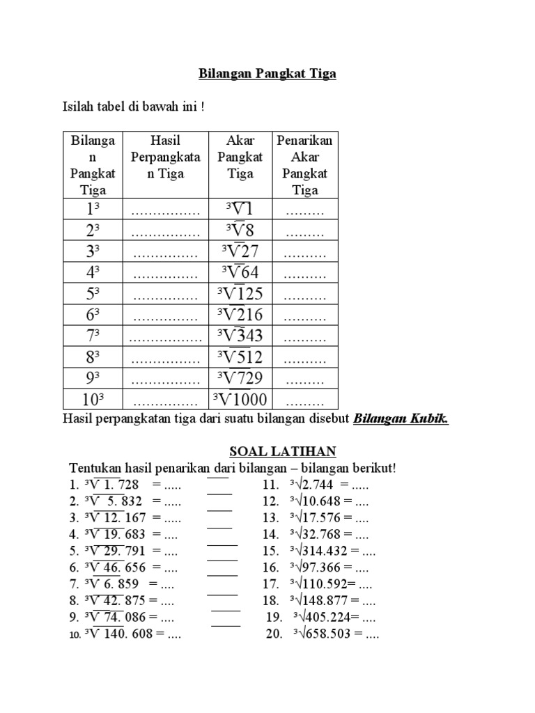 Bilangan Pangkat Tiga | PDF