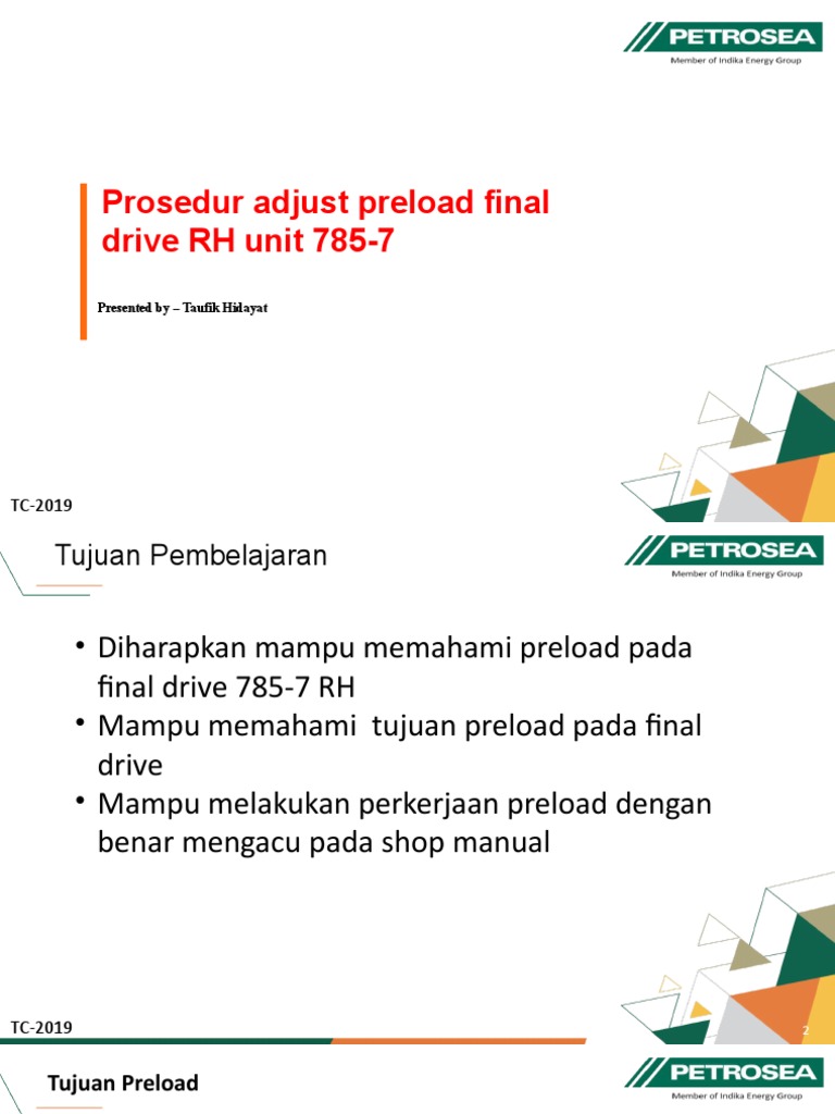 Prosedur Preload Final Drive 785-7 | PDF