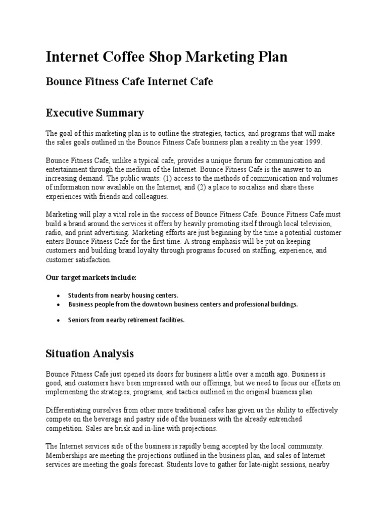 Internet Coffee Shop Marketing Plan | PDF | Marketing | Internet