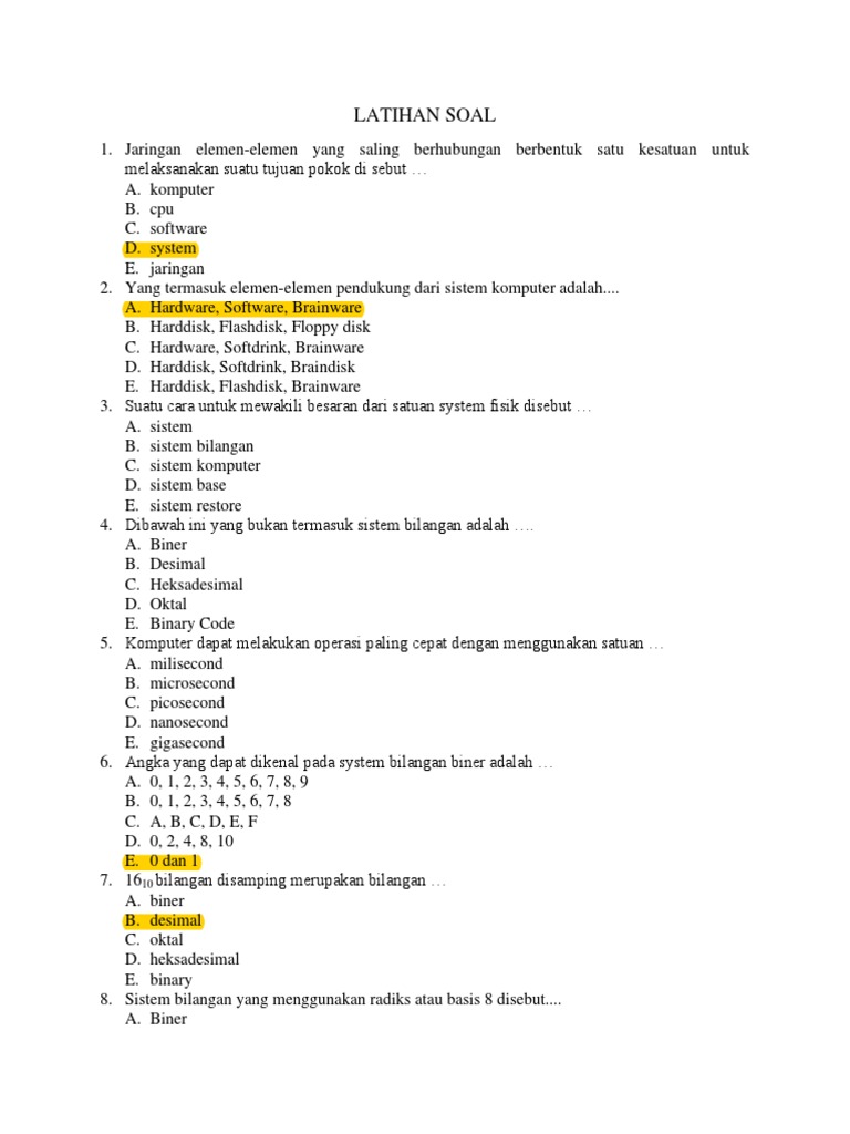 Latihan Soal Siskom SMT 1 PDF | PDF