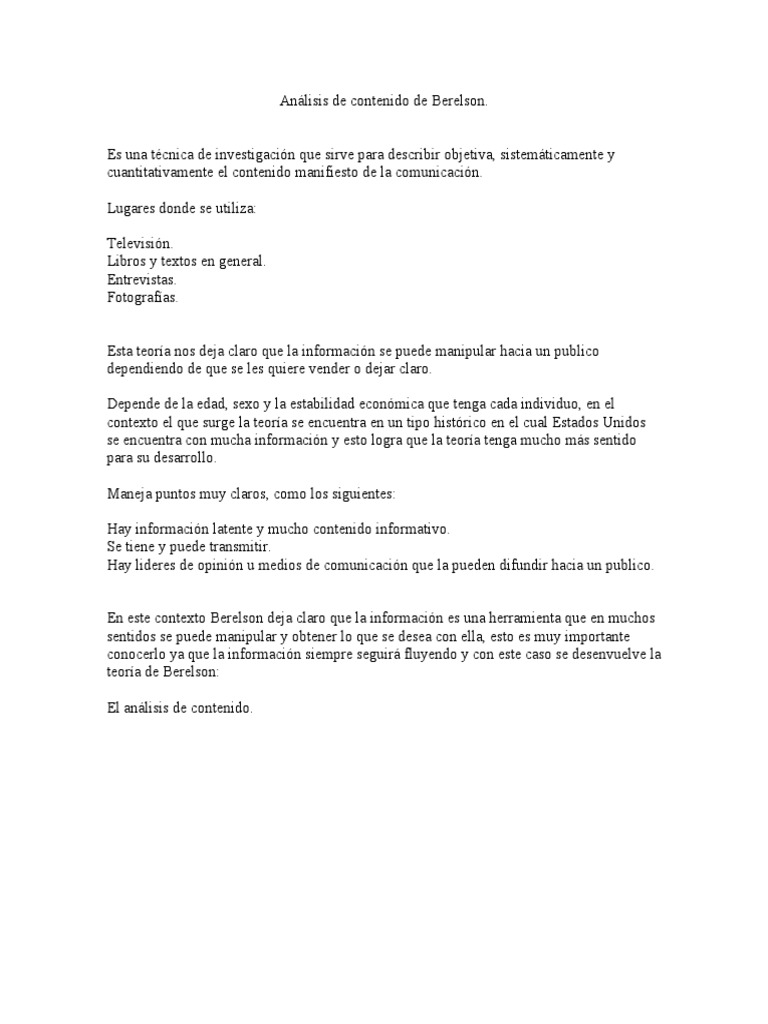 Análisis de Contenido de Berelson | PDF | Ciencia y matemáticas
