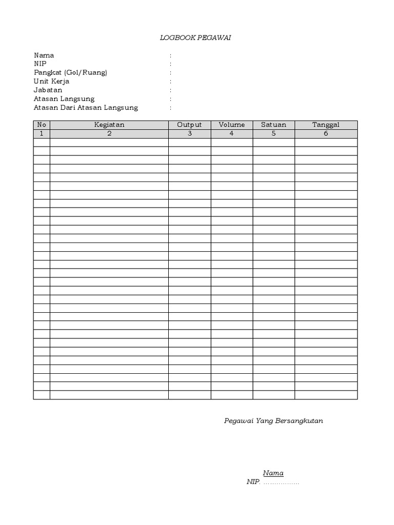 Logbook Pegawai | PDF
