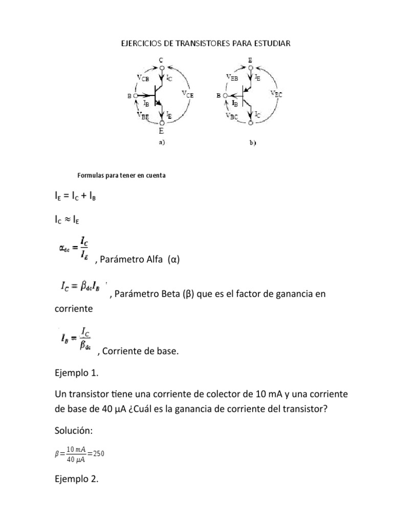 Ejercicios de Transistores | PDF