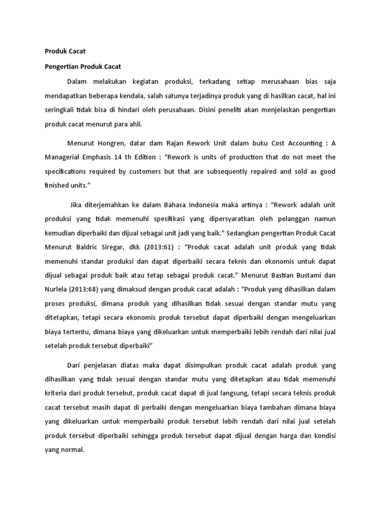 Definisi dan Perlakuan Produk Cacat | PDF